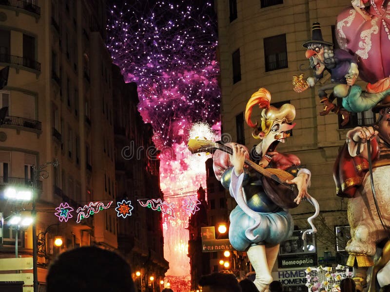 Fireworks in Las Fallas Festival in Valencia, Spain Editorial Stock ...