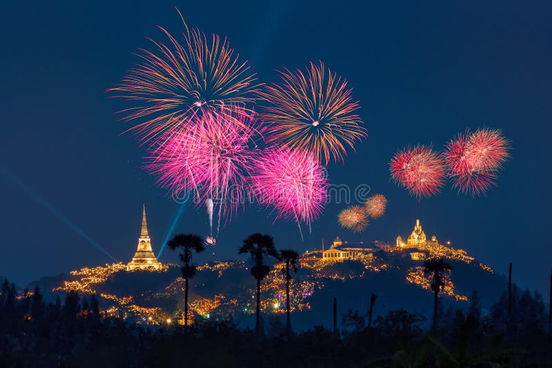 Fireworks Festival at Thailand. Stock Image - Image of bright, firework ...