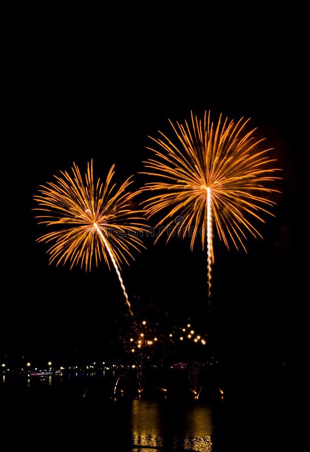 Fireworks stock image. Image of fireflower, night, reflection - 49947627