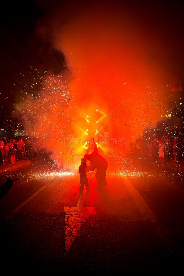 Fireworks, fire and smoke editorial stock photo. Image of black - 127589568