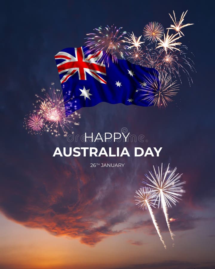 Fireworks and Flag of Australia Stock Photo - Image of show, text ...