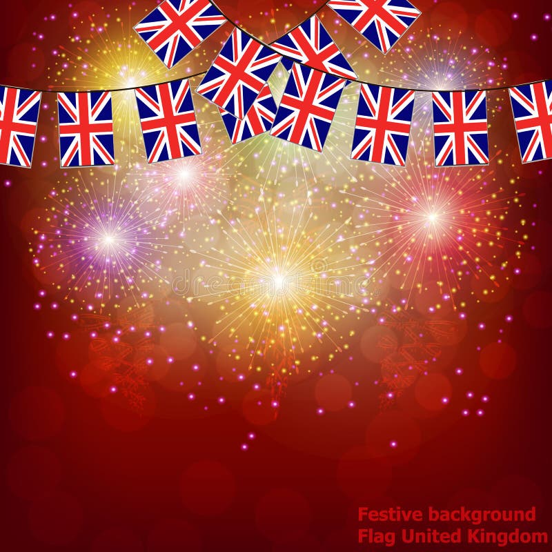 Fireworks with Flags United Kingdom. Stock Vector - Illustration of ...