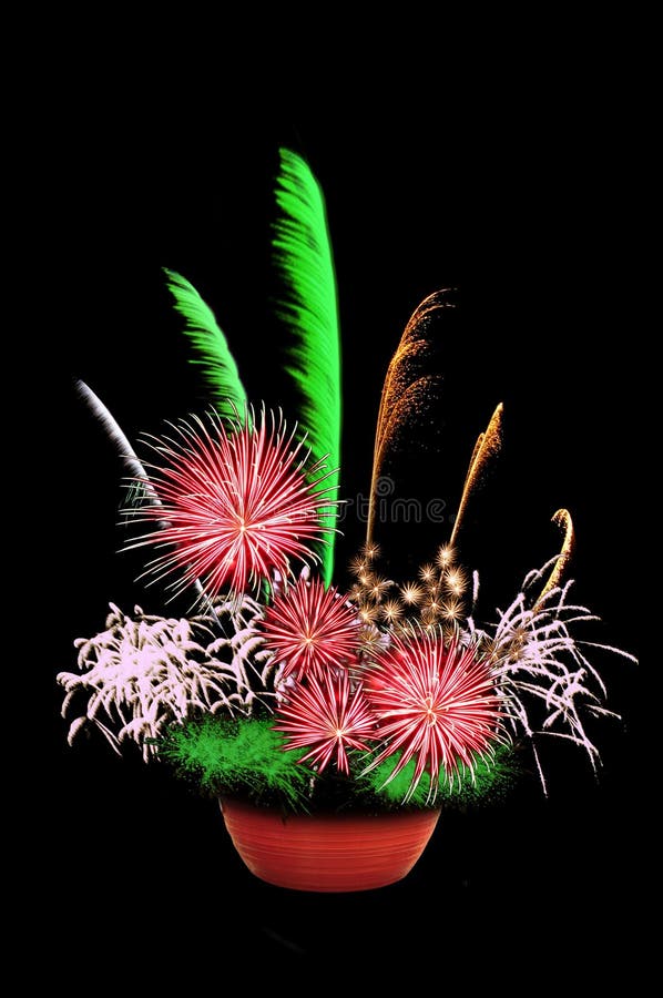 Fireworks Flower Arrangement Stock Illustration - Illustration of burst ...
