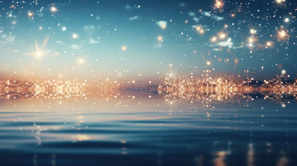 Fireworks are Flying Over an Empty Sky with Fog, Stock Illustration ...