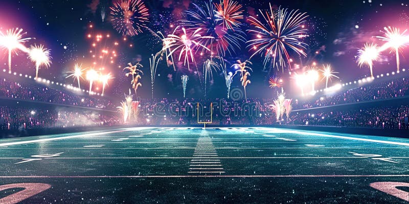 Fireworks on the Football Field Stock Image - Image of championship ...