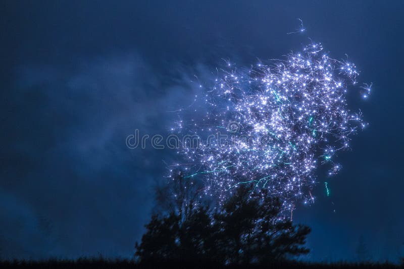 Fireworks and forest stock photo. Image of xmas, fire - 83390482