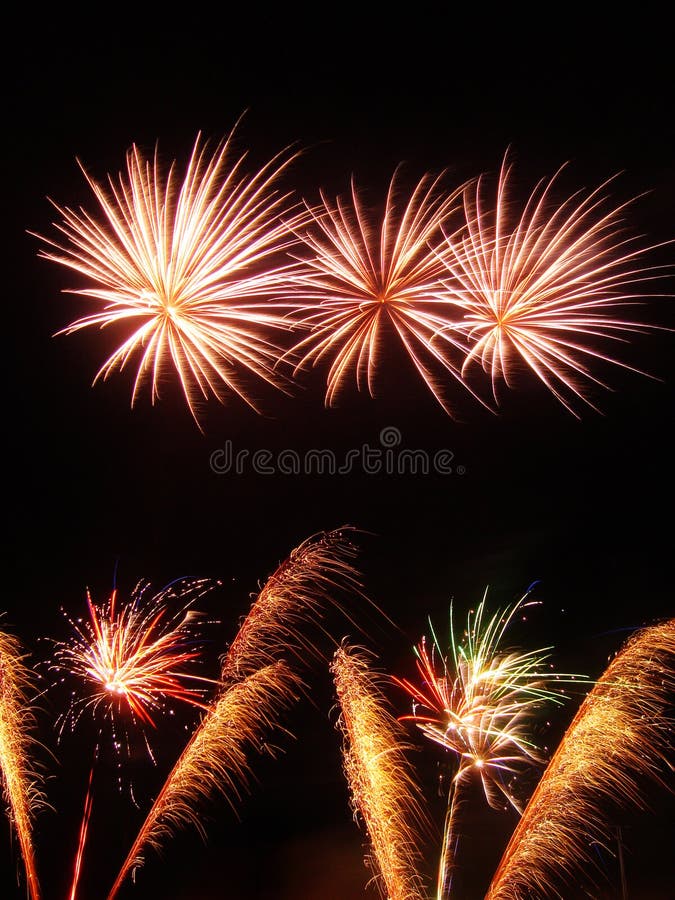 Fireworks and full moon stock photo. Image of night, smoke - 39219378