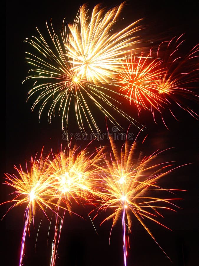 Fireworks and full moon stock photo. Image of night, smoke - 39219378