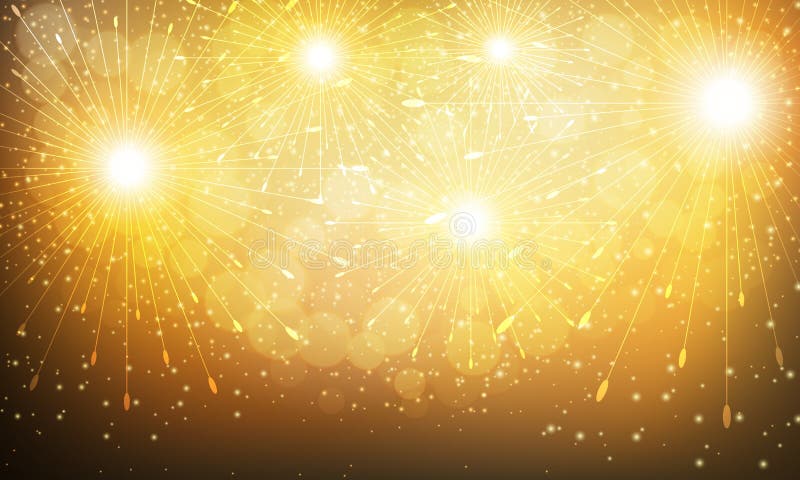 Fireworks on a Gold Background Stock Vector - Illustration of design ...