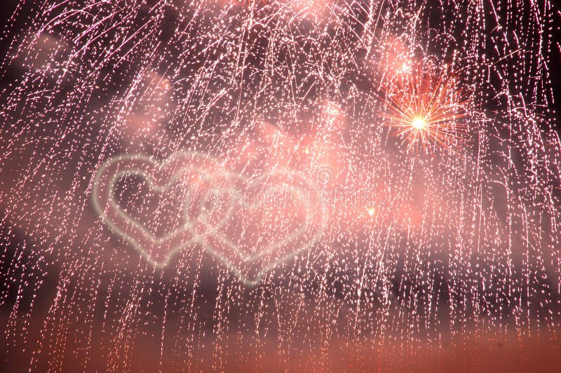 Fireworks hearts stock image. Image of pink, hearts, pyrotechnics - 2484651
