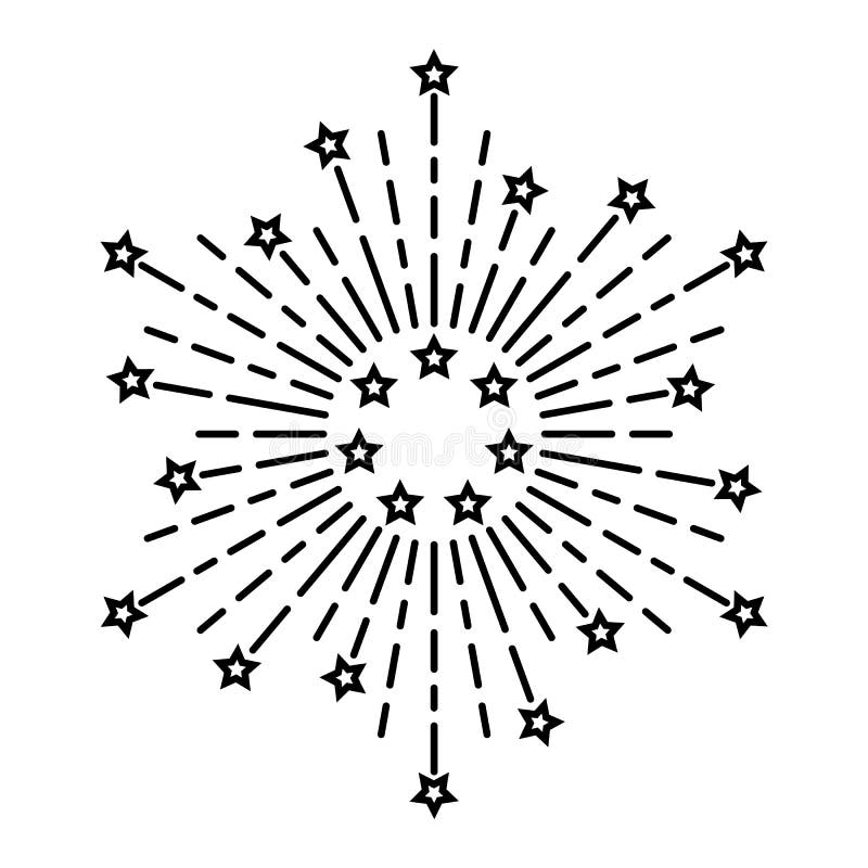 Fireworks Icon. Round Burst with Stars, Sparkles. Linear Vector Icon ...