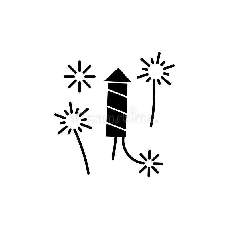 Fireworks Icon Set.Pyrotechnic Rocket Fire Vector Symbol in a Black ...
