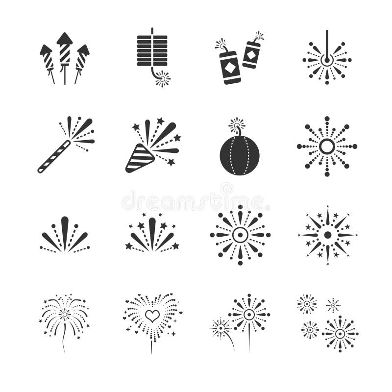 Fireworks icons stock vector. Illustration of collection - 89978547