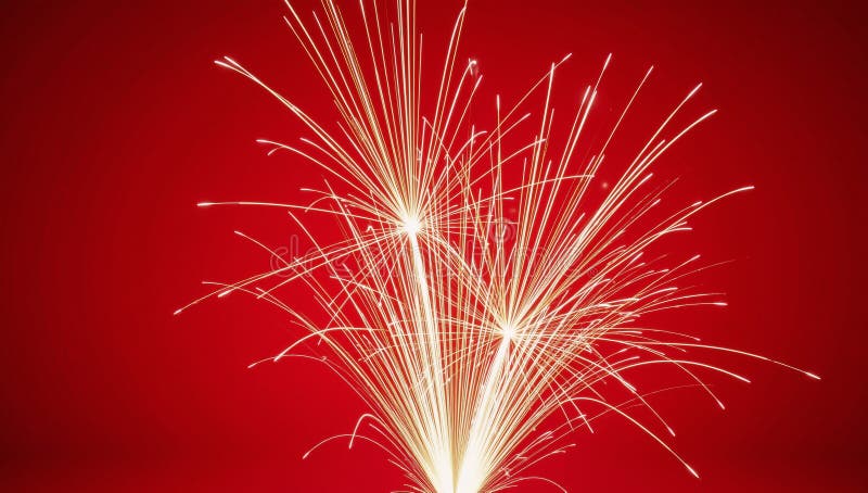Fireworks Illuminate Against a Striking Red Backdrop Stock Illustration ...