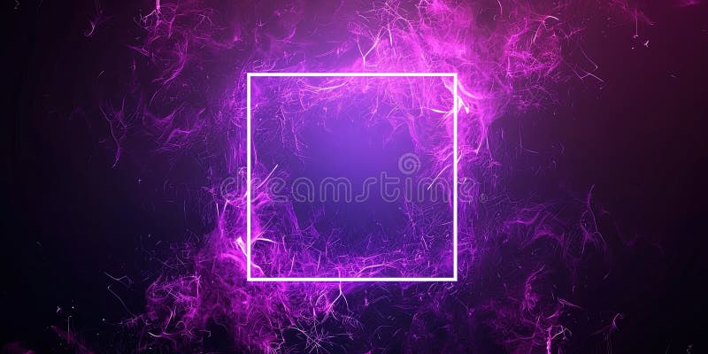 Fireworks Illuminated with Neon Violet Light Square on Dark Square Frame Stock Illustration ...