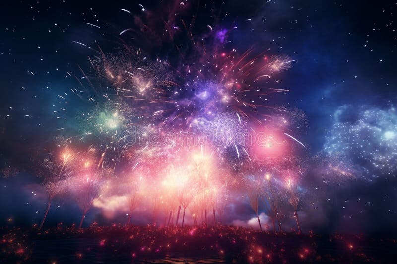 Fireworks Illuminating the Night Sky with a Stock Illustration ...