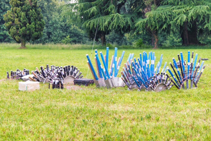 Fireworks installation stock image. Image of preperations - 42673849