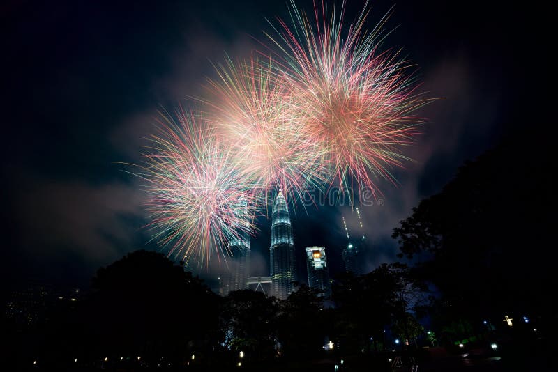 Fireworks in Kuala Lumpur stock photo. Image of holiday - 76675730