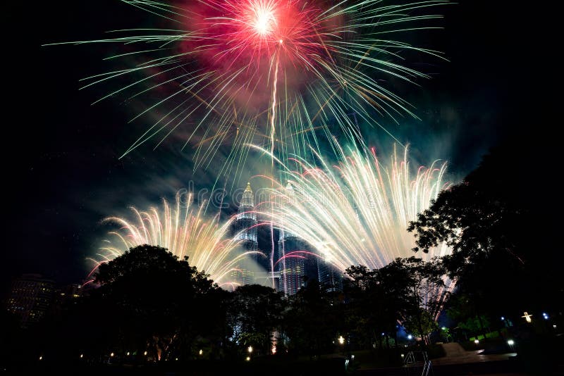 Fireworks in Kuala Lumpur stock photo. Image of kuala - 76675732