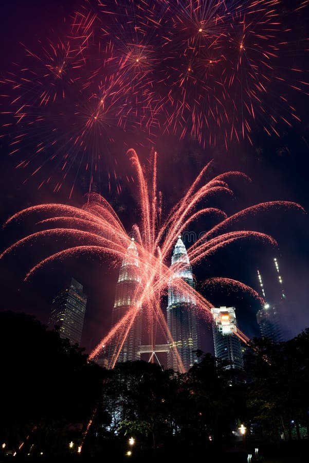 Fireworks in Kuala Lumpur stock image. Image of nationalday - 76675739