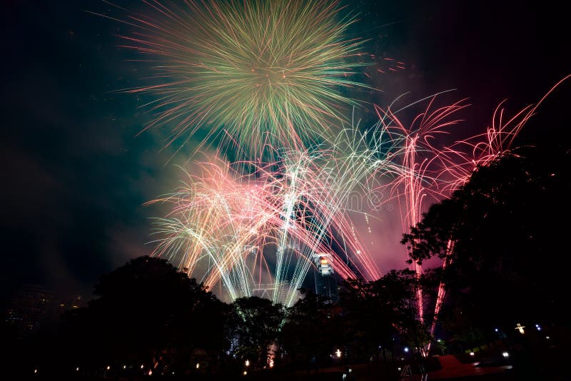 Fireworks in Kuala Lumpur stock image. Image of klcc - 76675763
