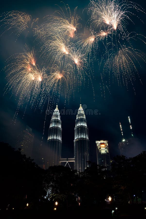 Fireworks in Kuala Lumpur stock photo. Image of kuala - 76675772