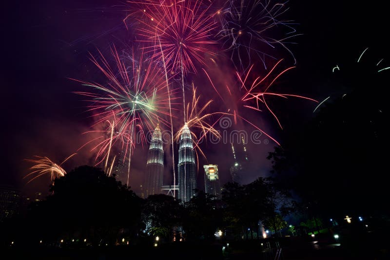 Fireworks in Kuala Lumpur stock photo. Image of lumpur - 76675782