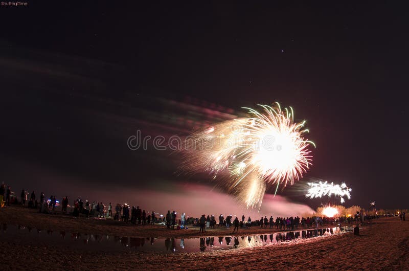 Fireworks at Night Wallpaper Stock Image - Image of artificiales, night ...