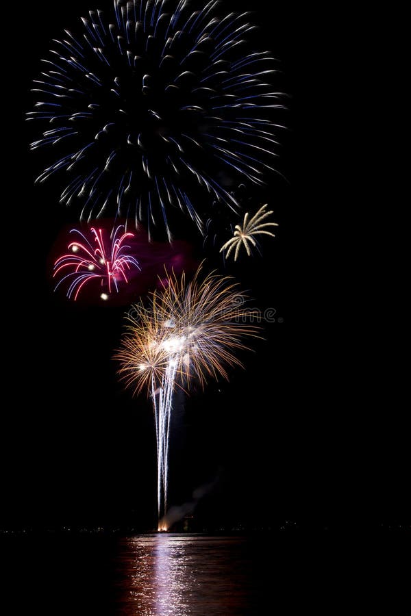 Fireworks with Lake Reflection Stock Image - Image of liberty, event ...