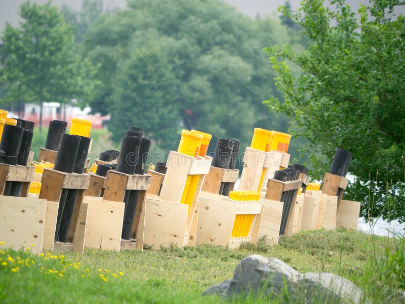 Fireworks launching tubes stock photo. Image of shell - 32896846