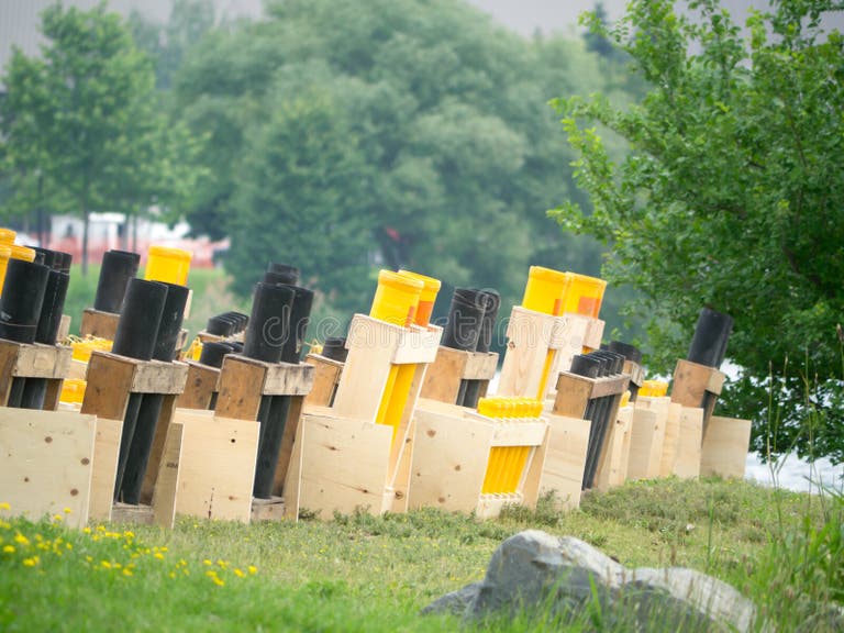 Fireworks launching tubes stock photo. Image of shell - 32896846