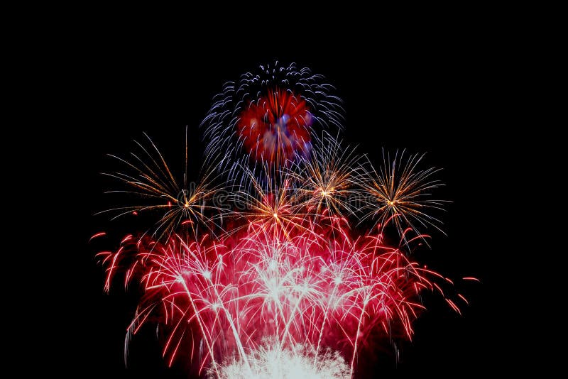 Fireworks Light Up in the Night Sky, Dazzling Scene Stock Photo - Image ...