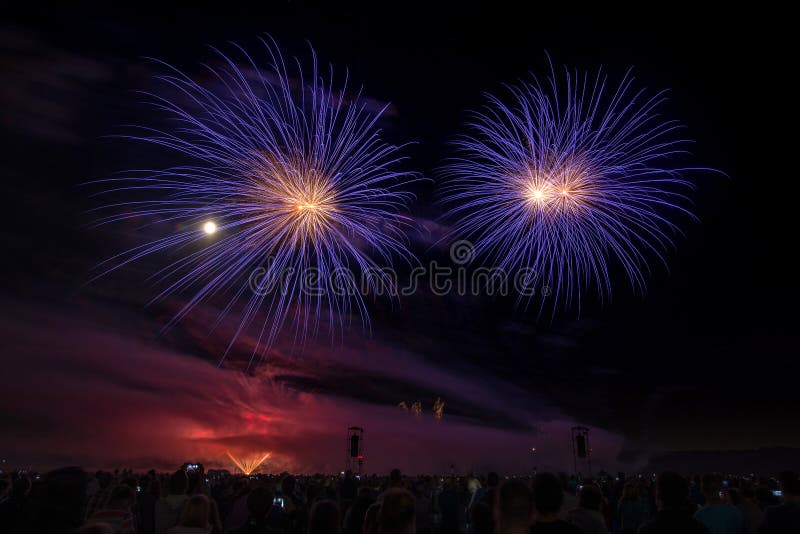 Fireworks light up the sky editorial stock image. Image of festive ...
