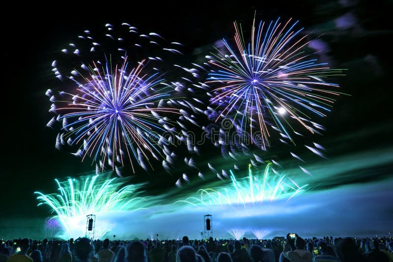 Fireworks light up the sky editorial image. Image of celebration - 88591615