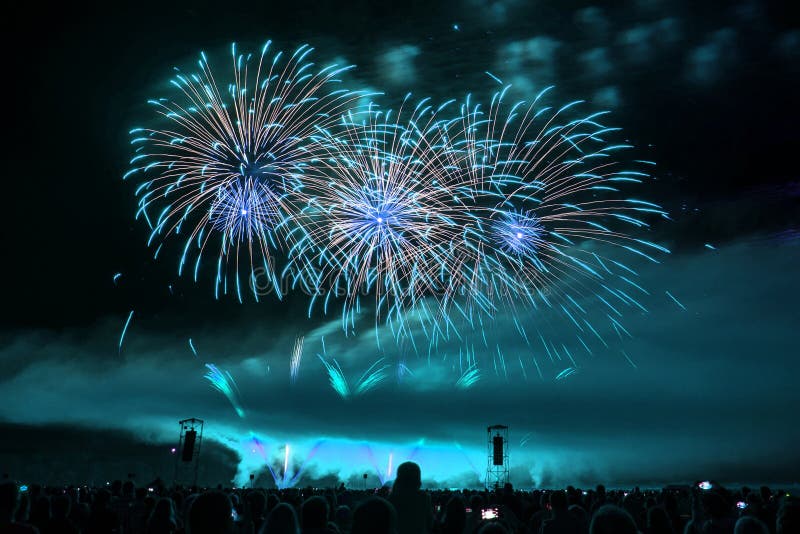 Fireworks light up the sky editorial stock image. Image of excitement ...
