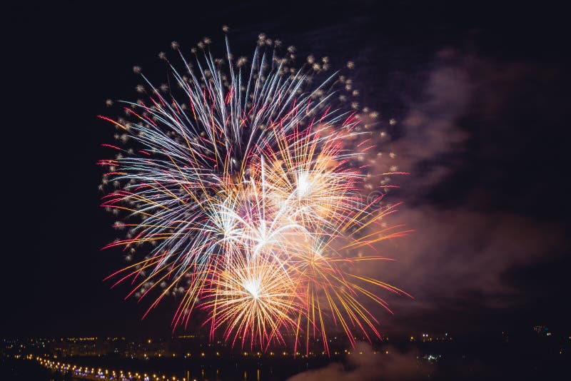 Fireworks light up the sky stock image. Image of bang - 100180603