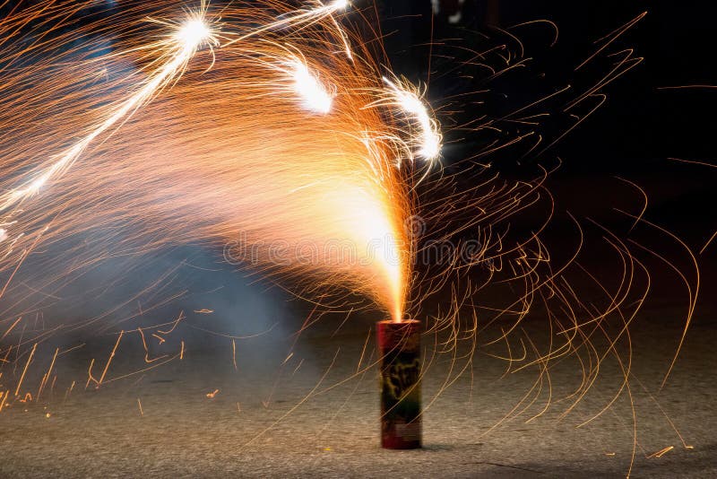 Box Fireworks Streaming Out Gold and White Sparks Stock Photo - Image ...