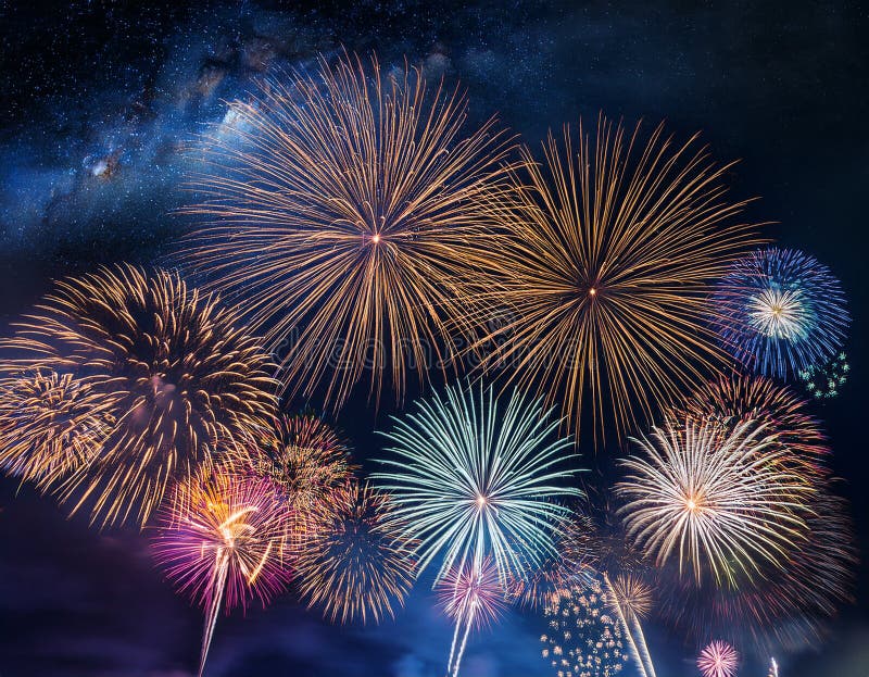 Fireworks Lighting Up the Night Sky for Eid Celebrations, Creating a ...