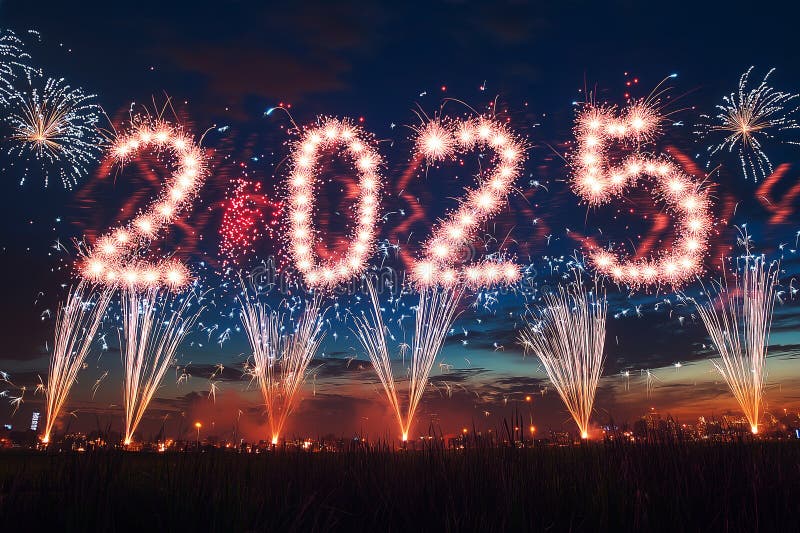 Fireworks Lights Form the Text 2025. New Year, Holiday, Fireworks and ...