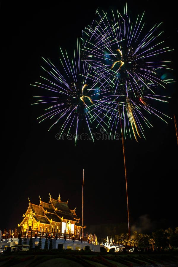 Fireworks Lit Up the Sky Brilliant Colors. Stock Image - Image of fire ...
