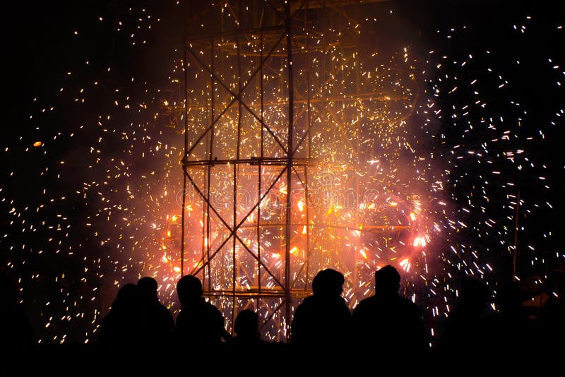 Fireworks Made of Bamboo Structures is Typical Part of Celebrations in ...
