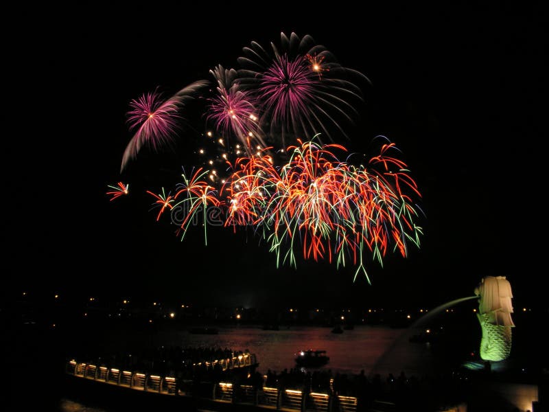 Fireworks in singapore stock image. Image of fireworks - 912757