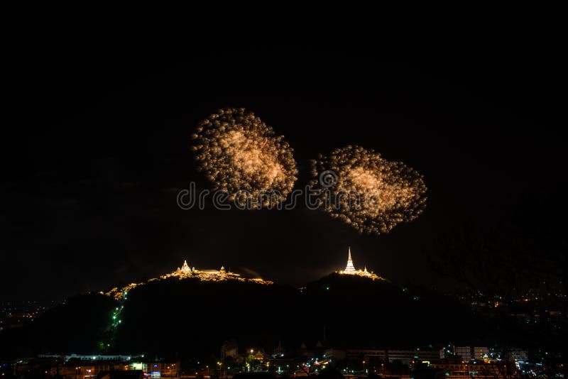 Fireworks on mountain stock image. Image of festive, green - 76317235
