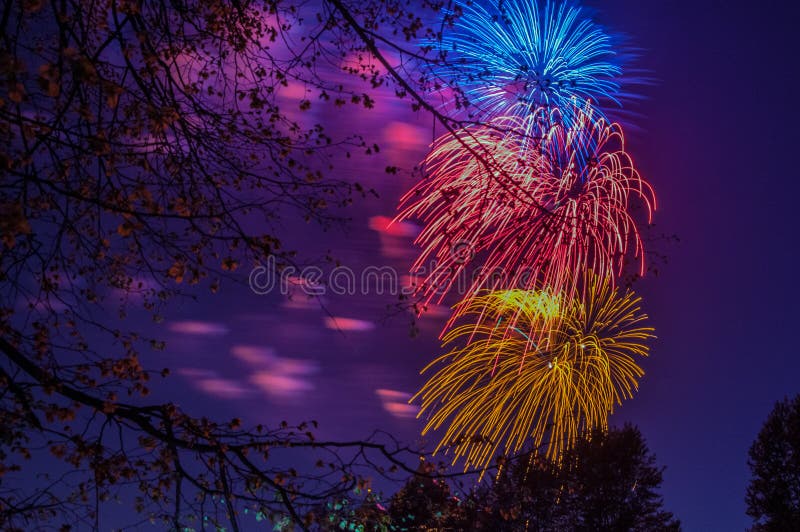 Fireworks Multi-colored at Night Stock Photo - Image of fireworks ...