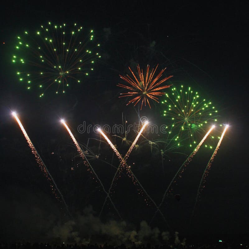 Fireworks at New Year and Christmas Celebration Stock Photo - Image of ...
