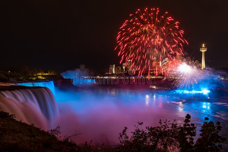 Fireworks at the Niagara Falls Editorial Stock Photo - Image of ...
