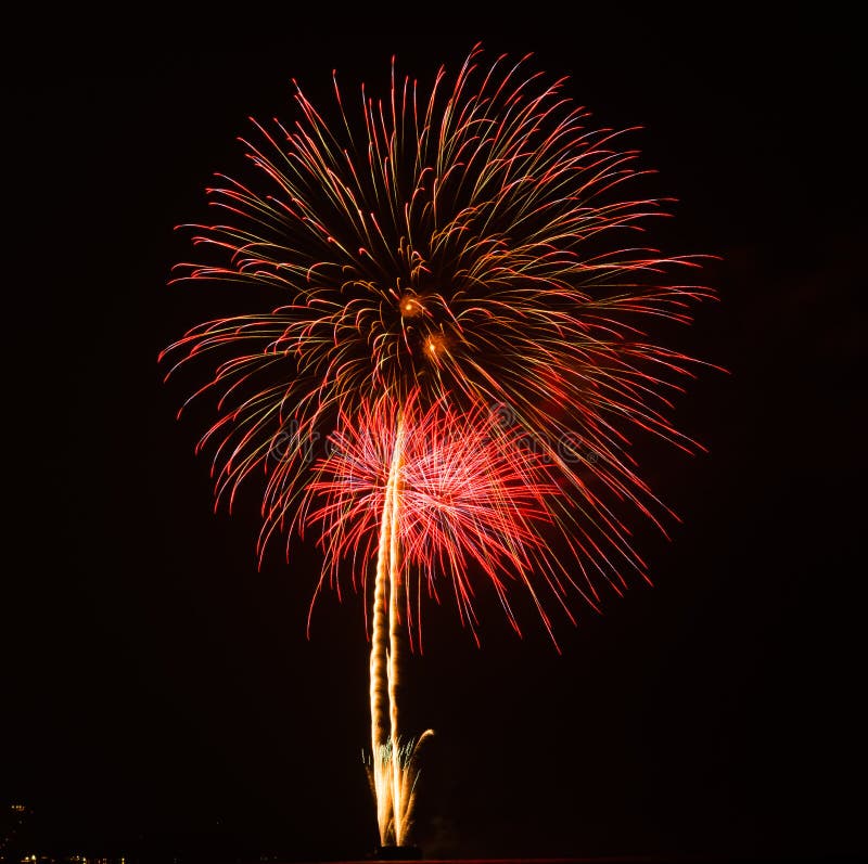Fireworks in the night stock image. Image of anniversary - 43874795