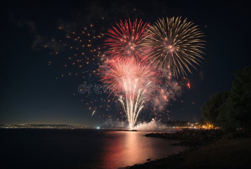 Fireworks at Night stock illustration. Illustration of abstract - 289007370