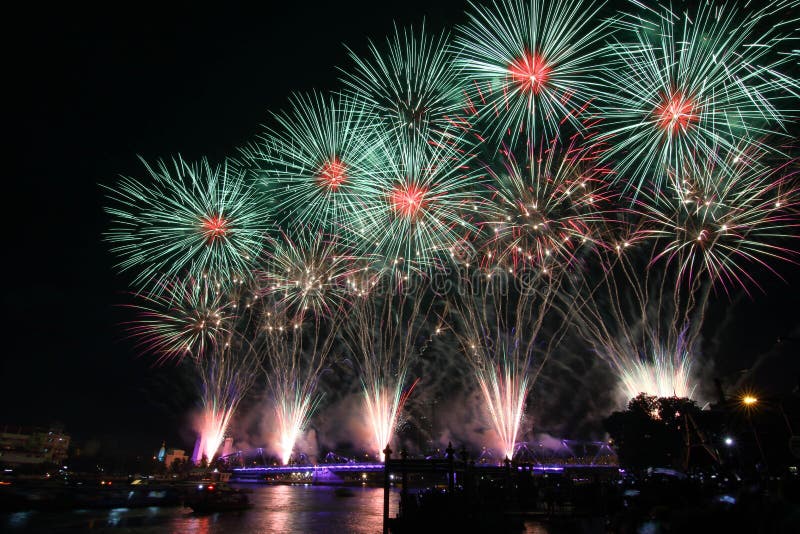 Fireworks stock image. Image of night, green, light - 267587515