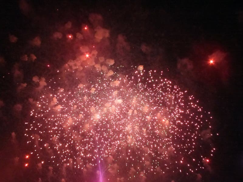 Fireworks in the night stock photo. Image of palm, rockets - 262028678